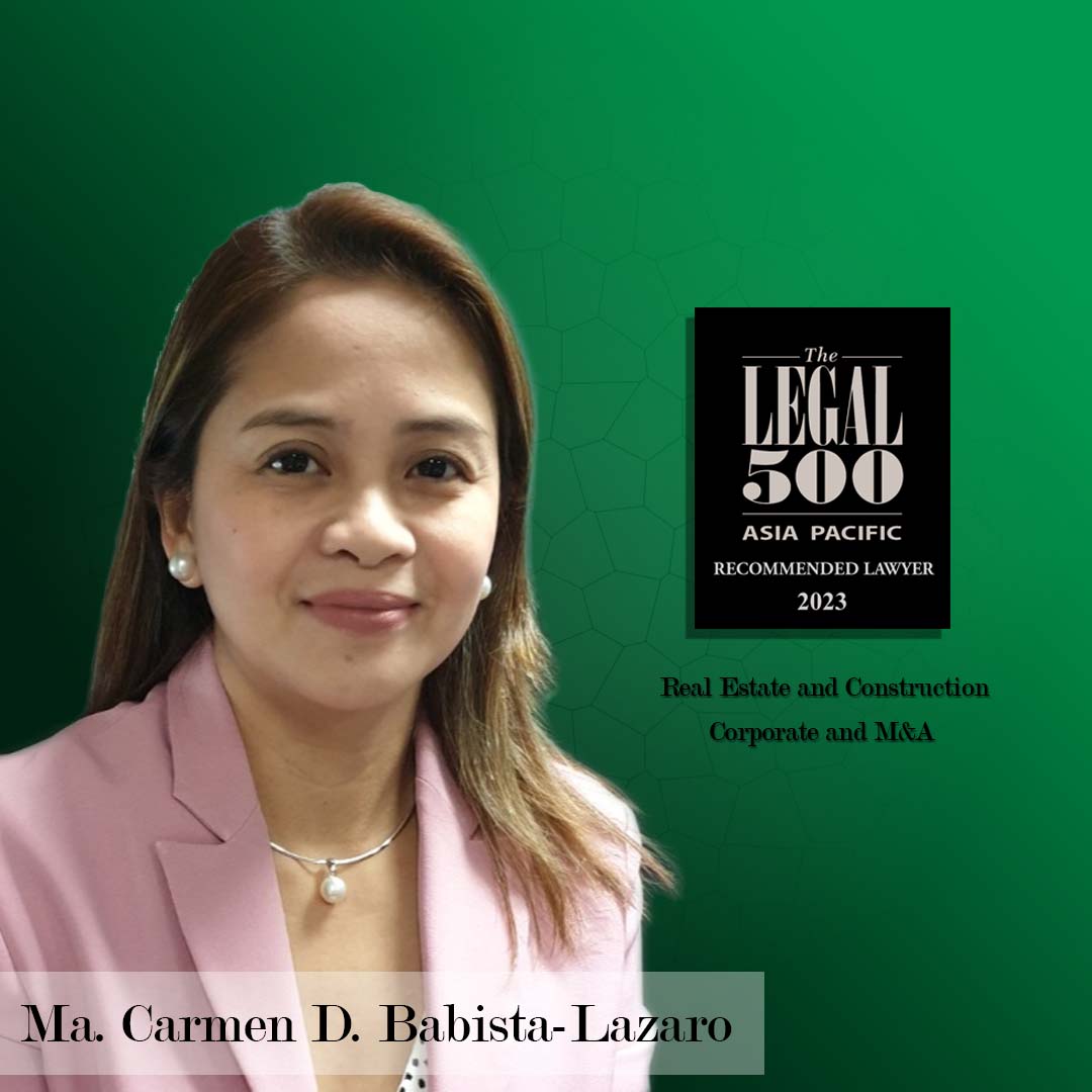 Fortun Narvasa & Salazar has been recommended in 4 practice areas in The Legal 500 Asia Pacific ...